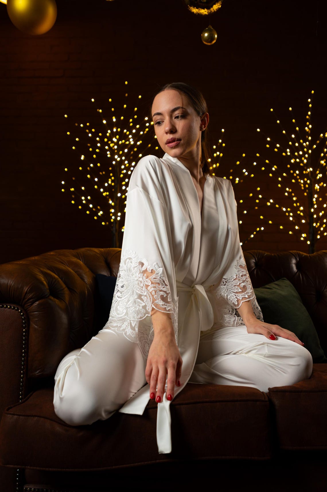 Silk Pajams Boudoir Lingeria Silk Pajamas for Women Lace Lingeria ...