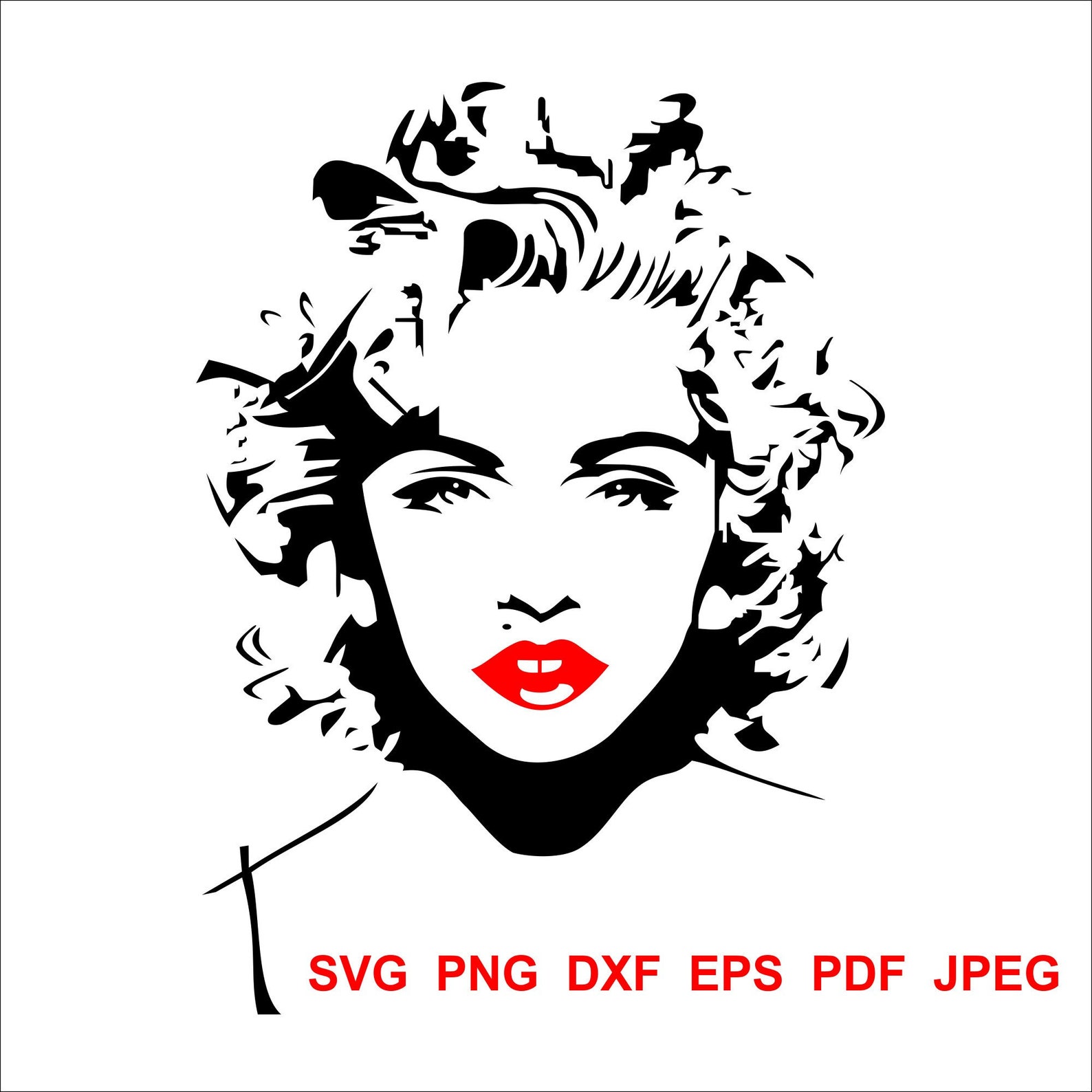 Madonna Silhouette, Digital SVG DXF PNG Madonna, Vector, Clipart ...