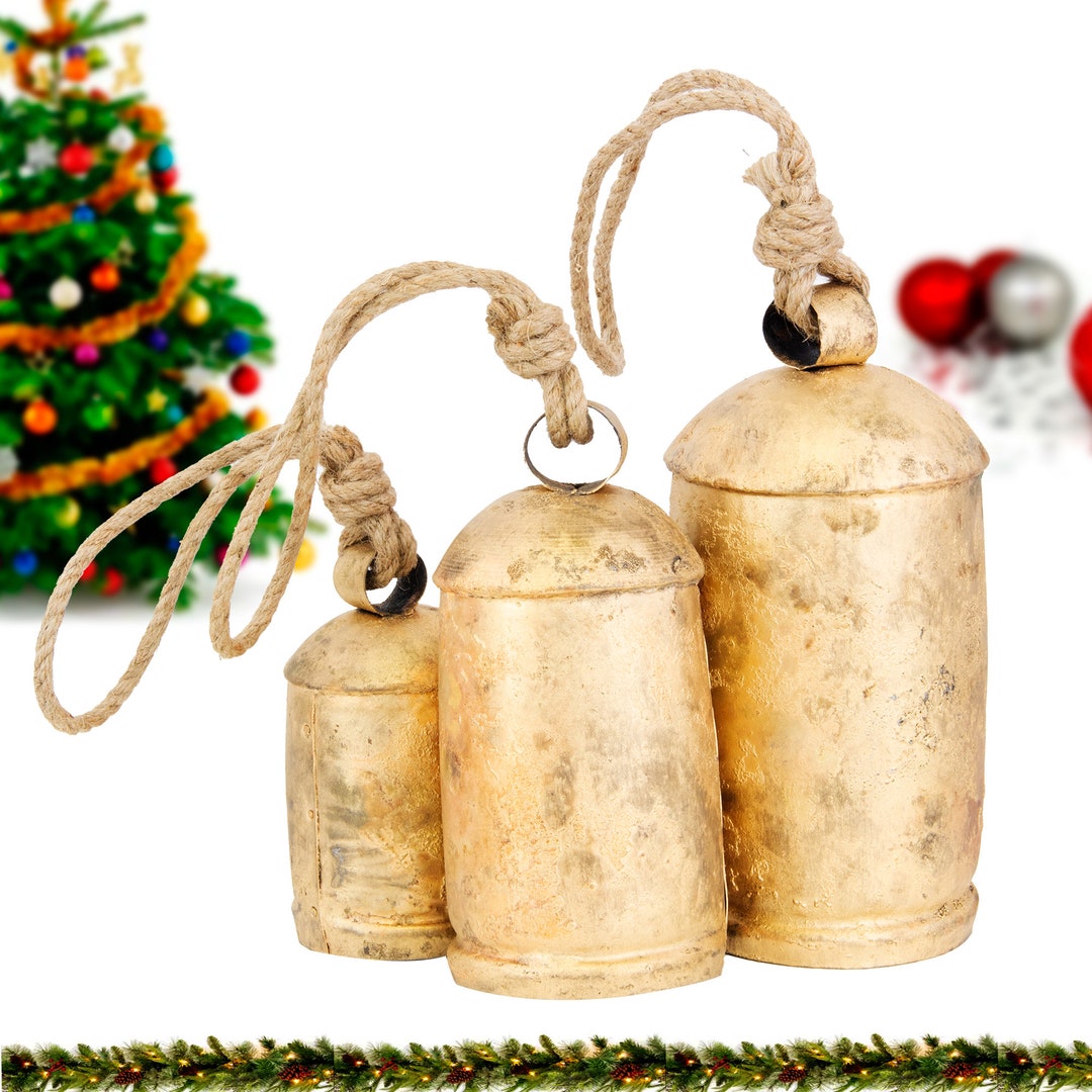 Rustic Cow Bell Christmas Ornament Set: Shabby Chic Holiday Decor - Etsy