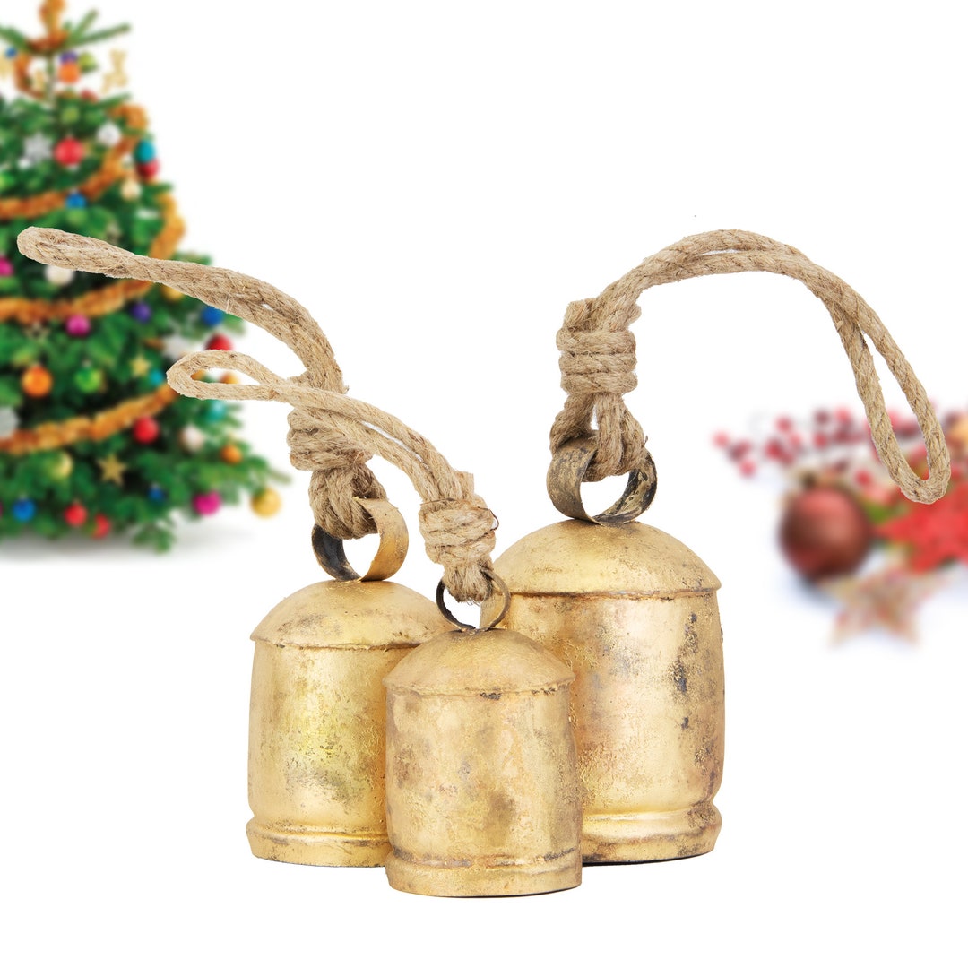 Vintage Rustic Christmas Bell Set—shabby Chic Holiday Decor—set of 3 ...
