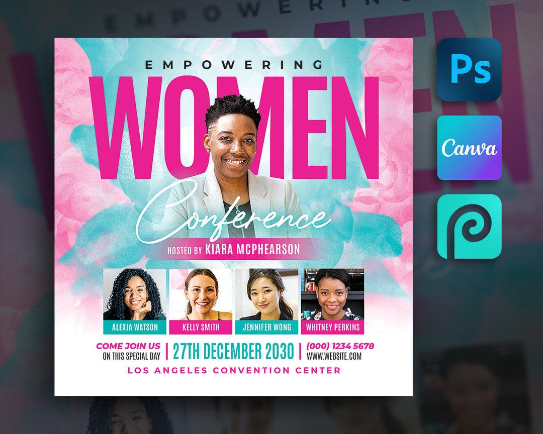 Women Conference Flyer for Canva & Photoshop. Women Empowerment Flyer, Women Event Flyer, Women ...