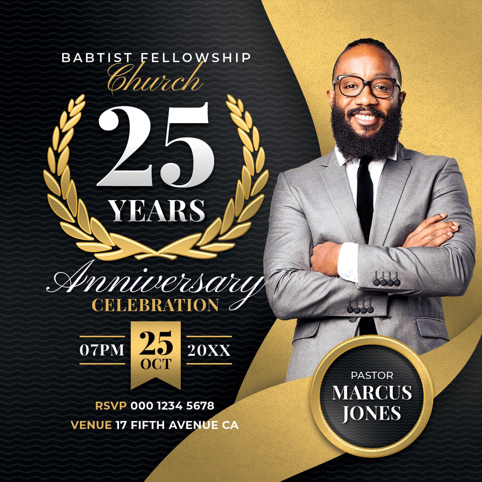 Church Anniversary Flyer for Canva & Photoshop. DIY Pastor - Etsy