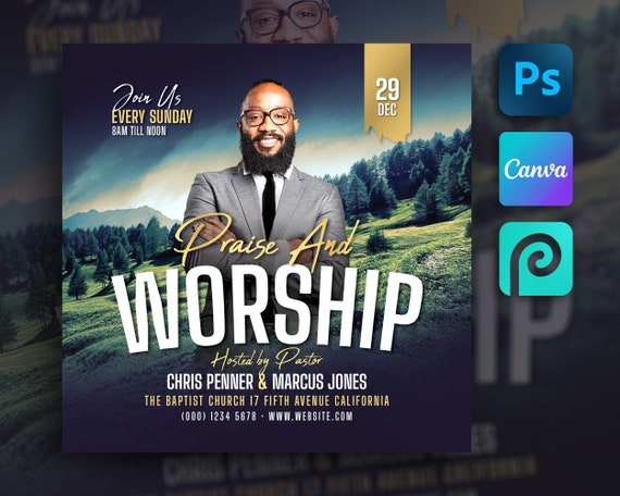 Church Flyer Template for Canva & Photoshop. DIY Church - Etsy