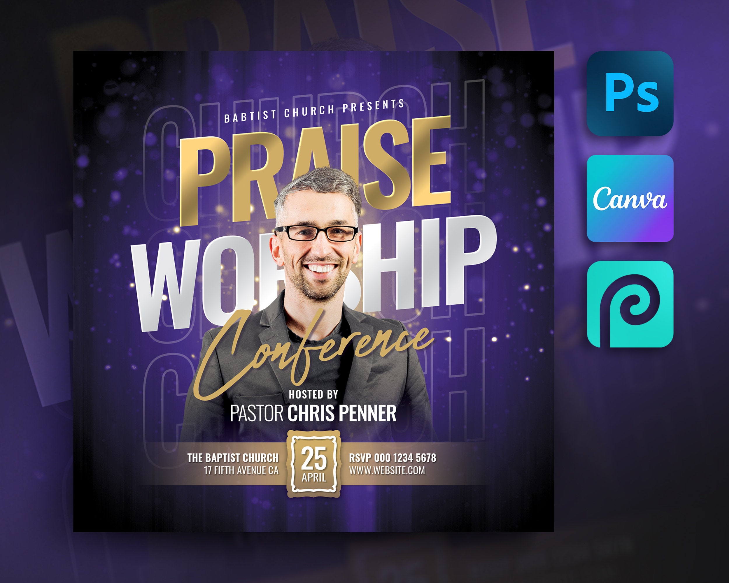 Church Flyer Template for Canva Photoshop Photopea. DIY - Etsy