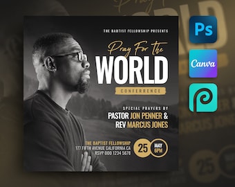 Church Flyer Editable Template for Photoshop Canva Photopea. - Etsy