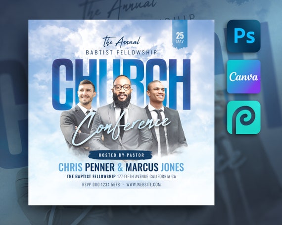 Church Flyer Template for Canva Photoshop Photopea. DIY | Etsy