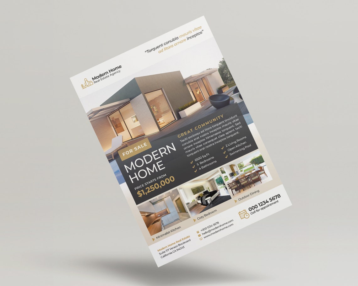 Real Estate Flyer Template for Canva & Photoshop. DIY Open | Etsy