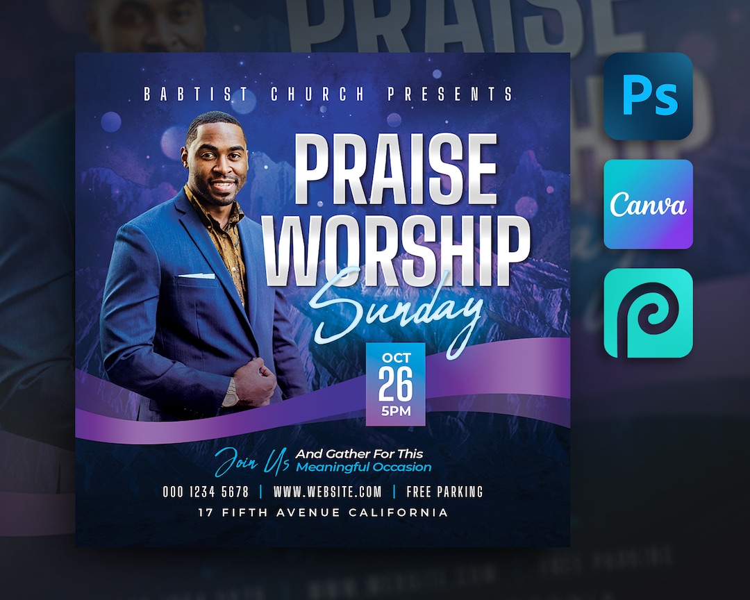 Church Flyer Template for Canva & Photoshop. DIY Church Conference ...