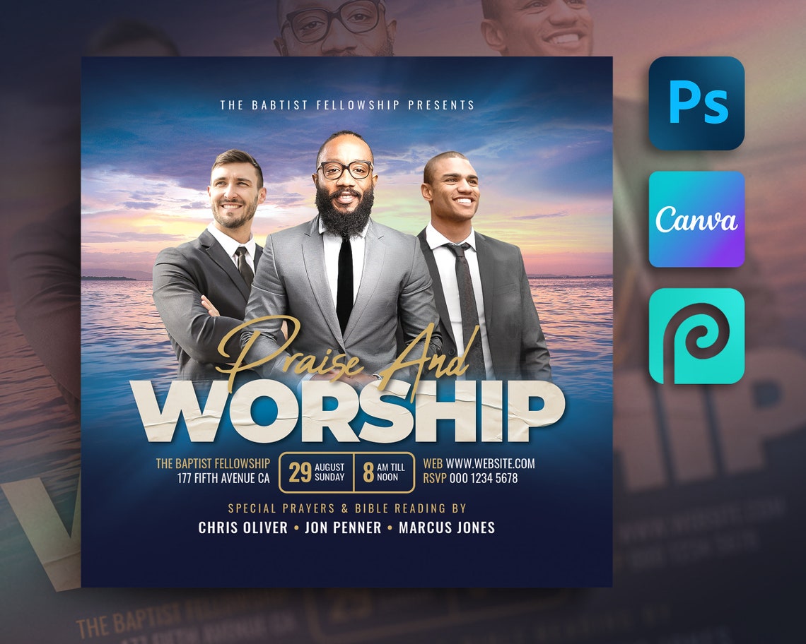 Church Flyer Template for Canva Photoshop Photopea. DIY - Etsy