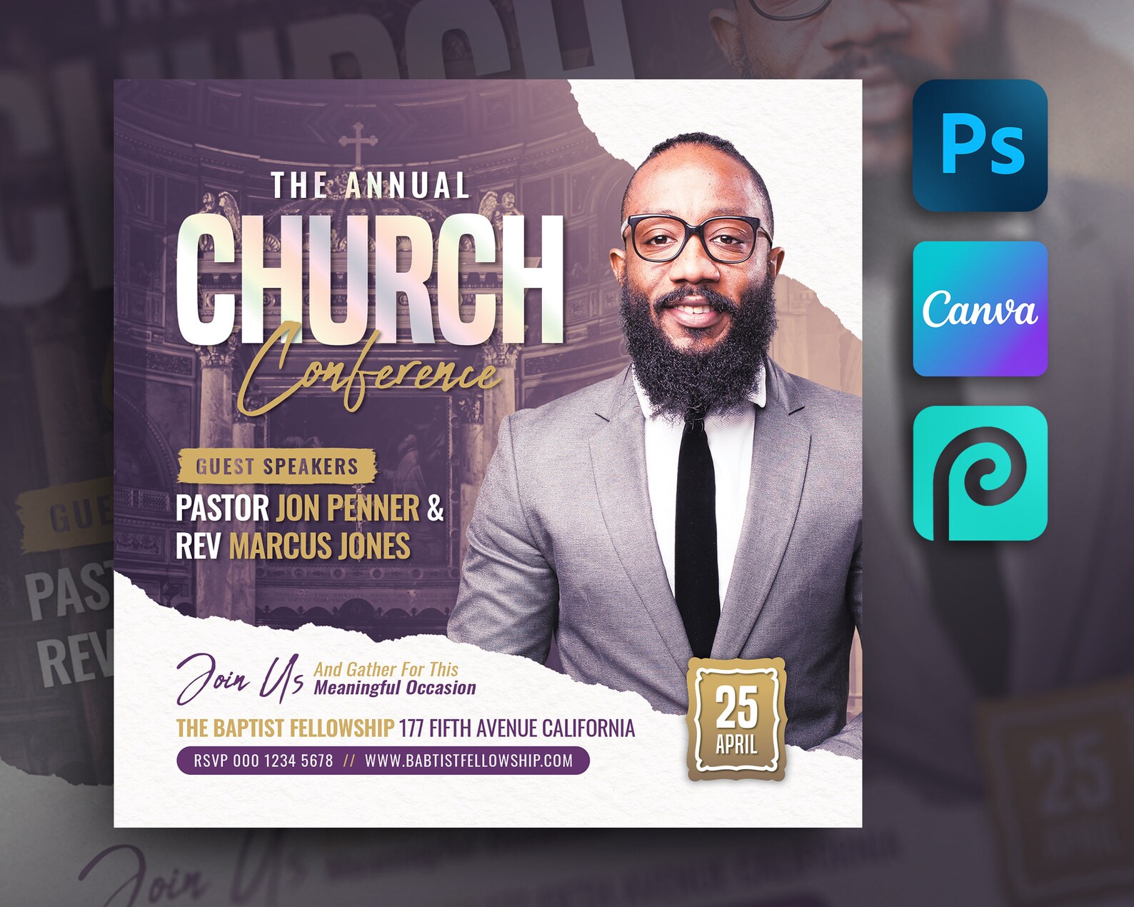 Editable Church Flyer Template for Canva Photoshop Photopea. - Etsy Israel