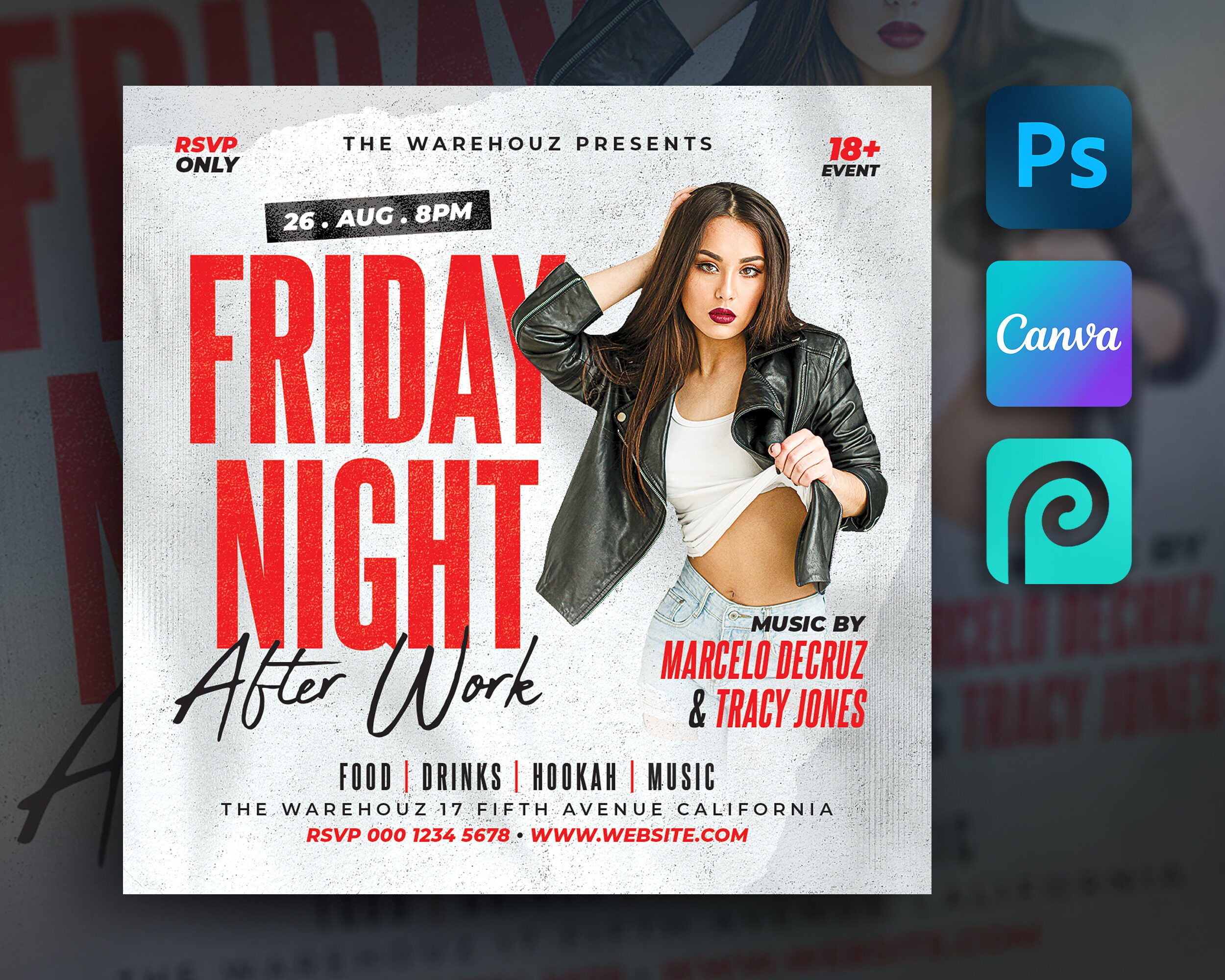 Club Flyer Template for Canva Photoshop DIY Event Flyer - Etsy
