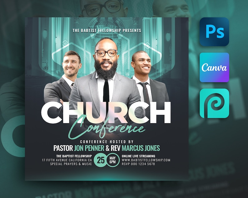Church Flyer Template for Canva Photoshop Photopea. DIY - Etsy