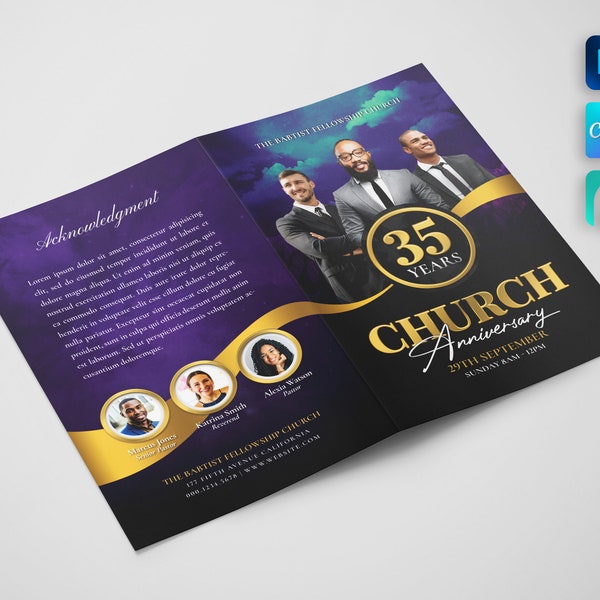 Bifold Church Anniversary Program - Etsy