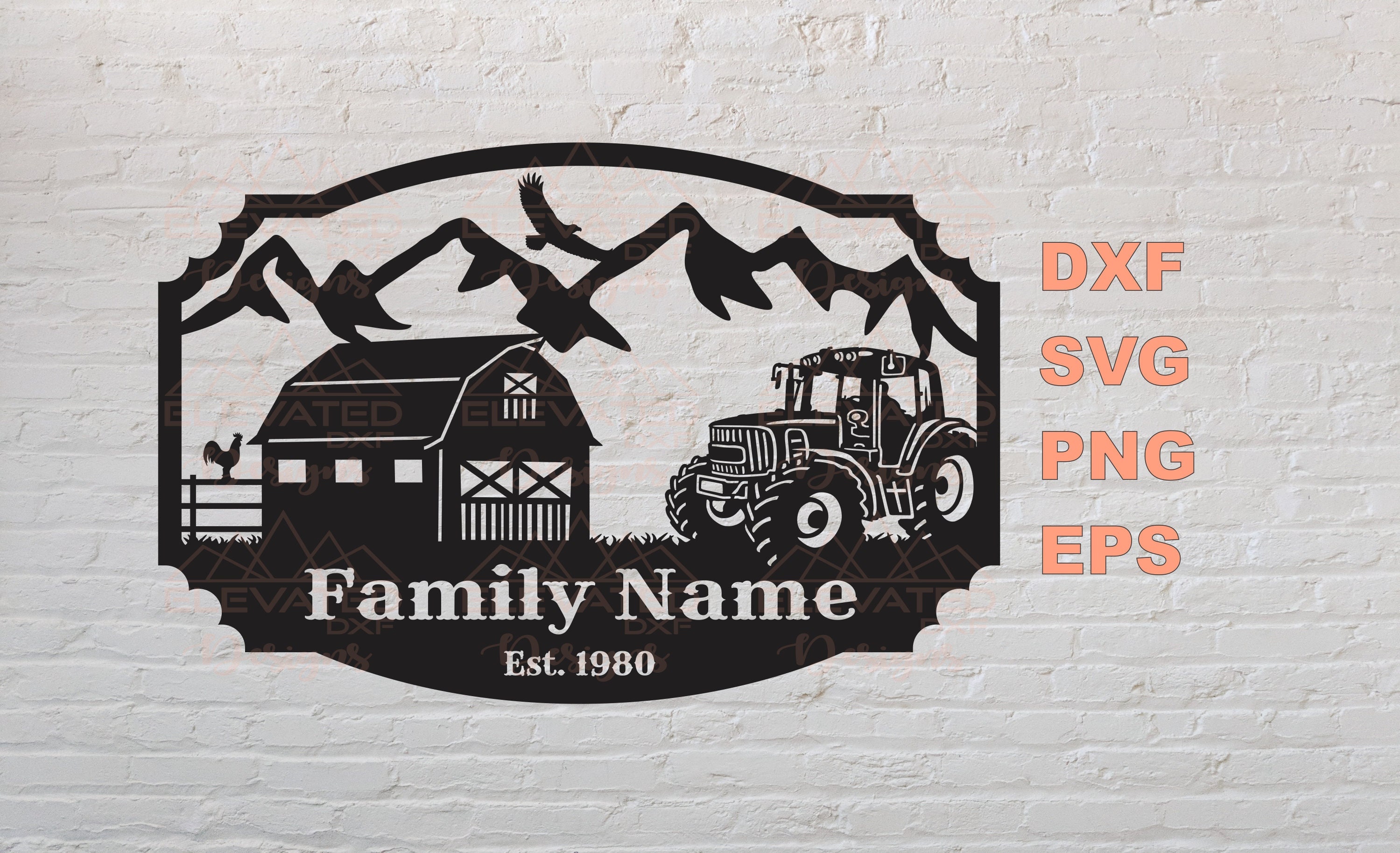 Family Farm Sign, Farm Tractor Scene DXF, Barn SVG, Farmhouse Barn ...