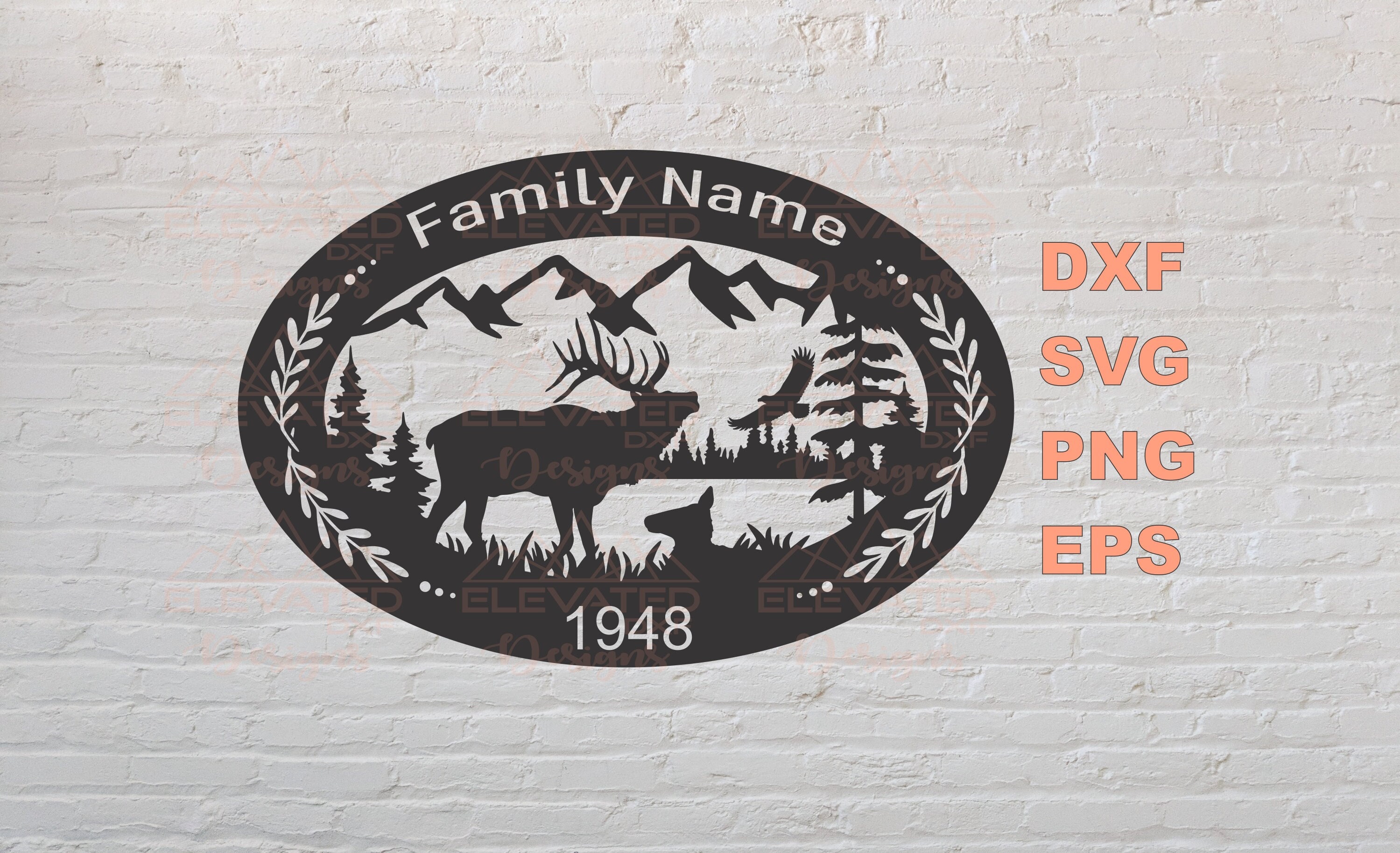 Elk Scene DXF, Elk Silhouette SVG, Nature Scene Cut Files, Family Cabin ...