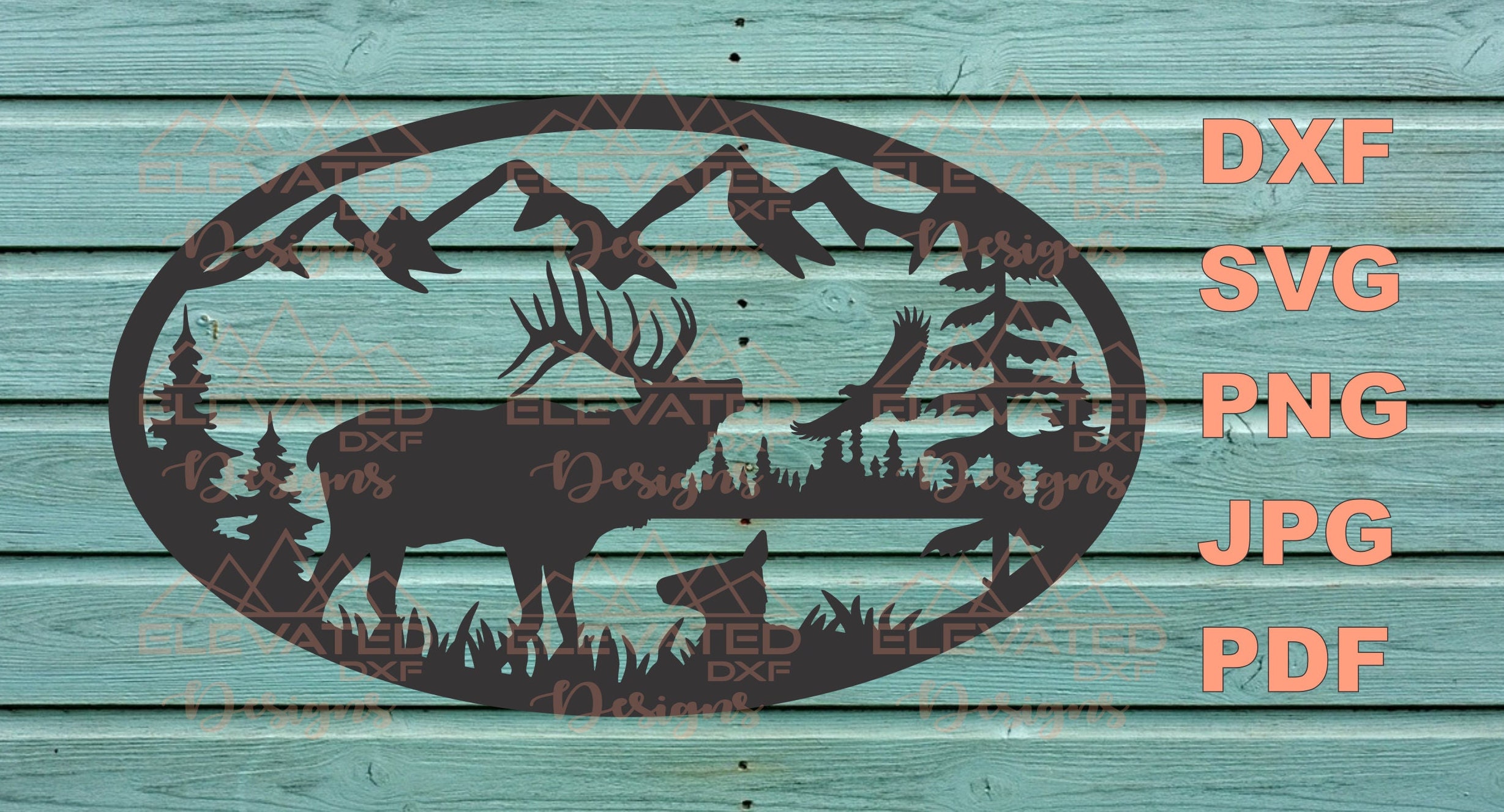 Elk Scene DXF, Elk Silhouette SVG, Nature Scene Cut Files, Family Cabin ...