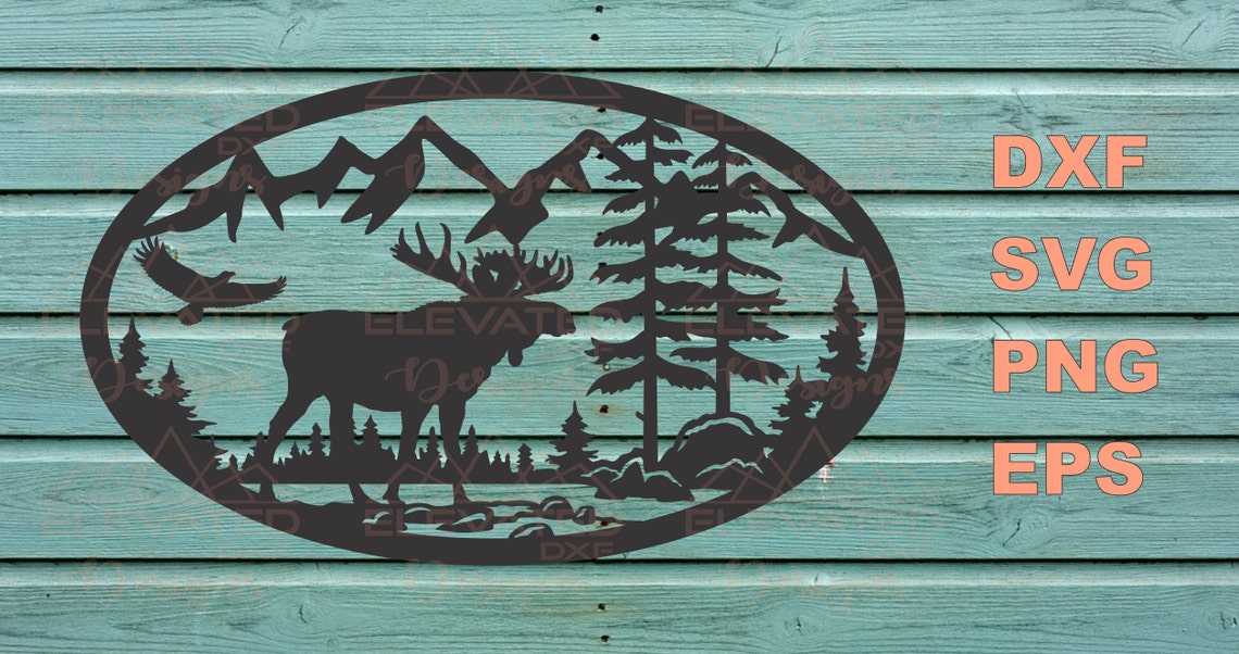 Moose Scene SVG, Family Yard Sign DXF, Nature Scene Dxf, CNC Cutting ...