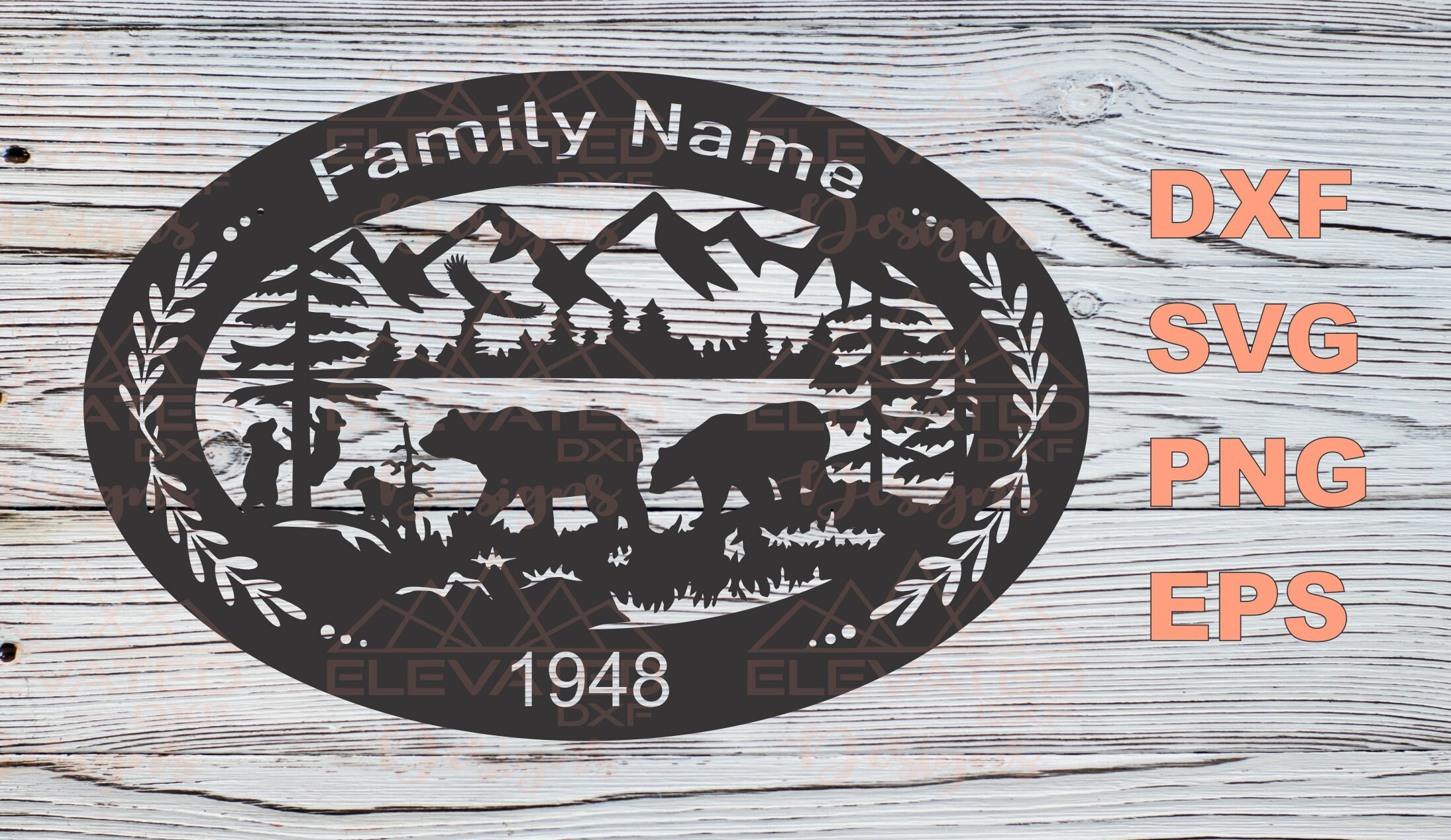 Bear Scene DXF Family Yard Sign SVG Bear Silhouette - Etsy