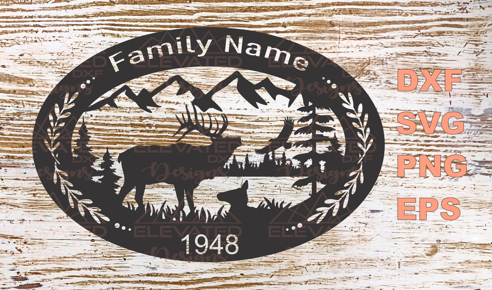 Elk Scene DXF, Elk Silhouette SVG, Nature Scene Cut Files, Family Cabin ...