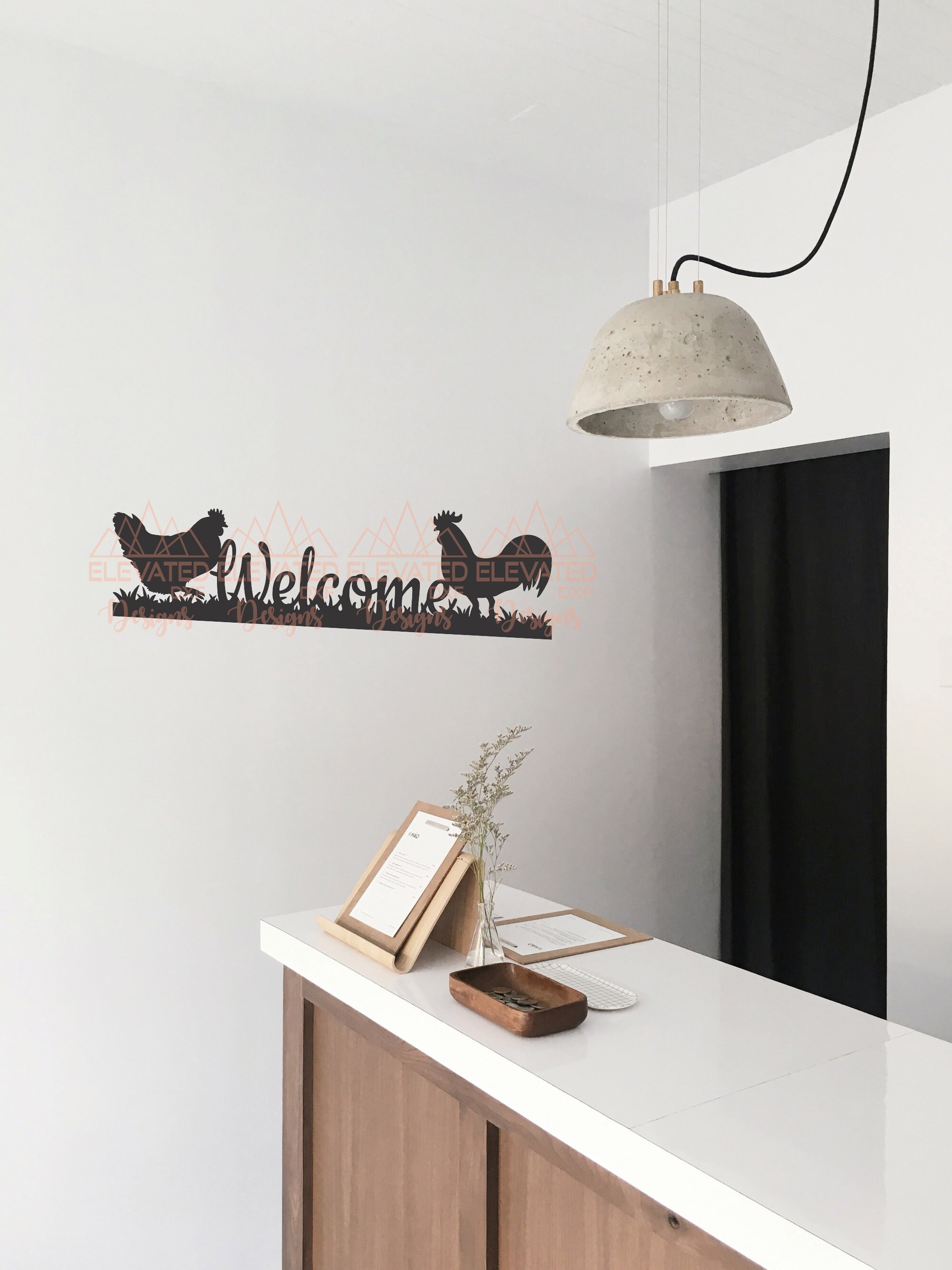 Chicken Welcome Sign DXF, Rooster Silhouette SVG, CNC Cut Files ...