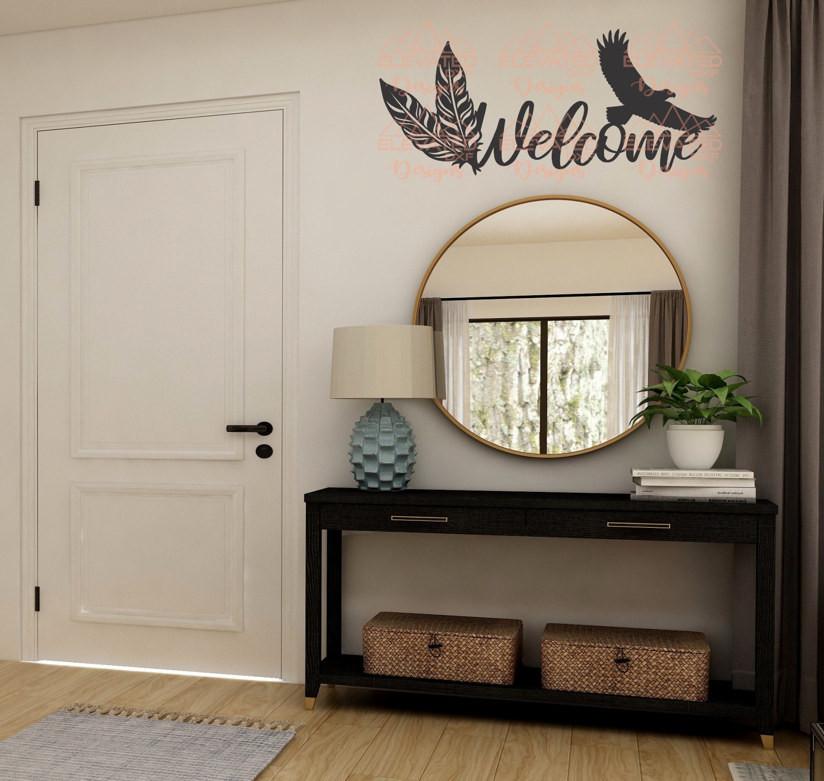 Eagle/feathers Welcome Sign, Welcome Sign DXF CNC, Feathers Svg, SVG ...
