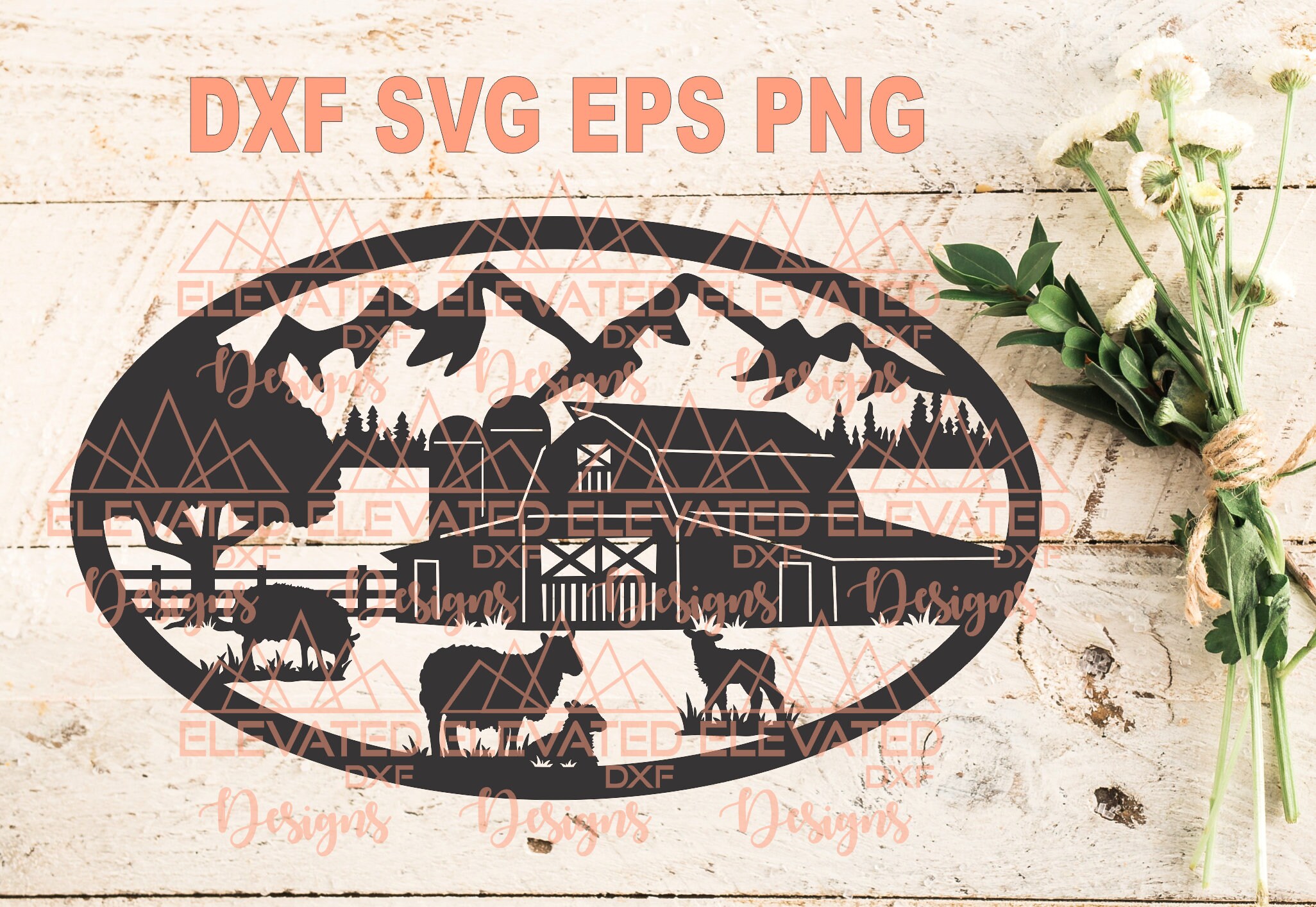 Sheep Family Sign DXF, Sheep SVG, Farm Scene Silhouette, Family Farm ...