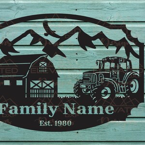Family Farm Sign, Farm Tractor Scene DXF, Barn SVG, Farmhouse Barn ...