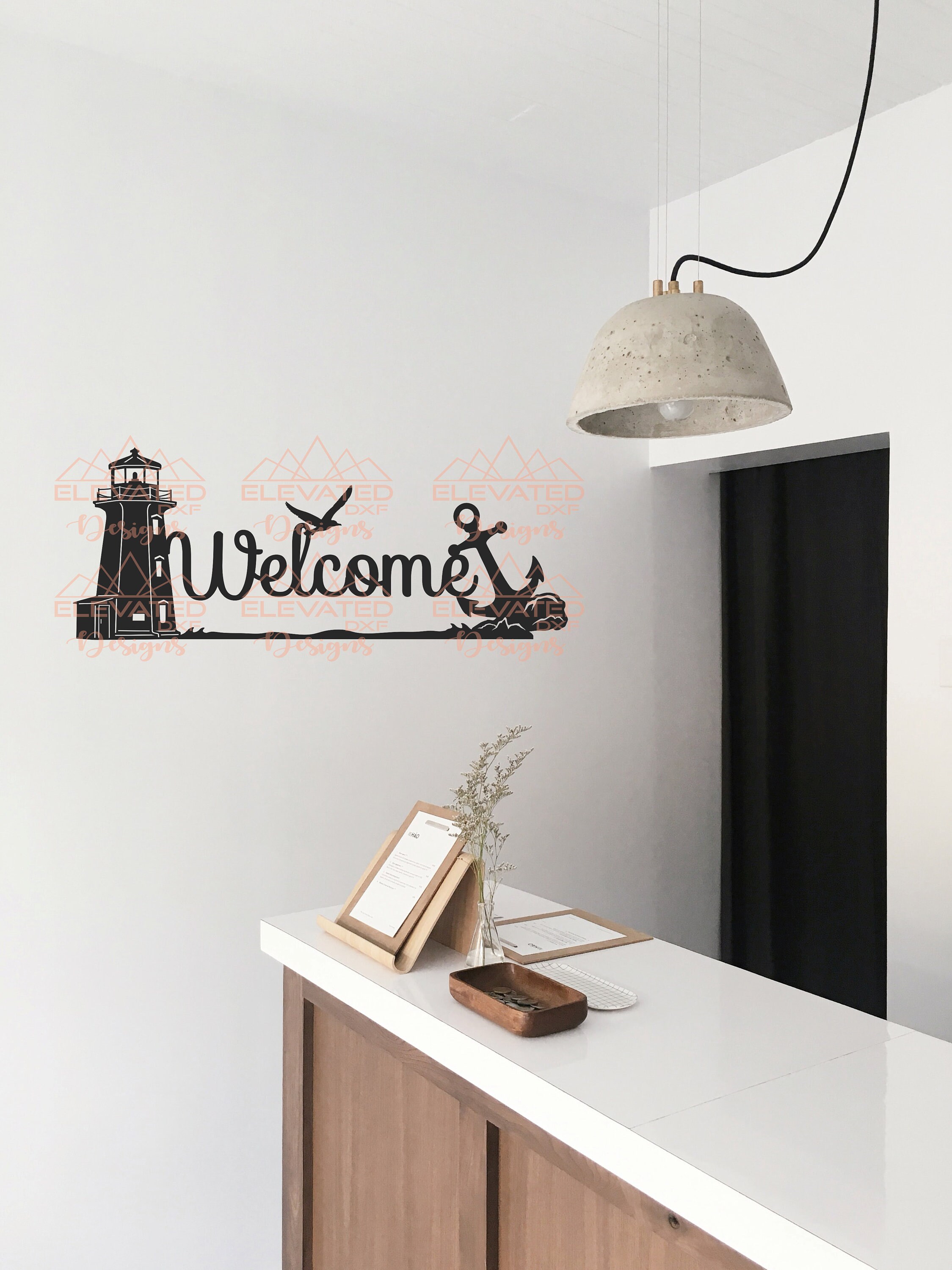 Nautical Welcome Sign DXF/SVG, Lighthouse Welcome Sign, Anchor Welcome ...