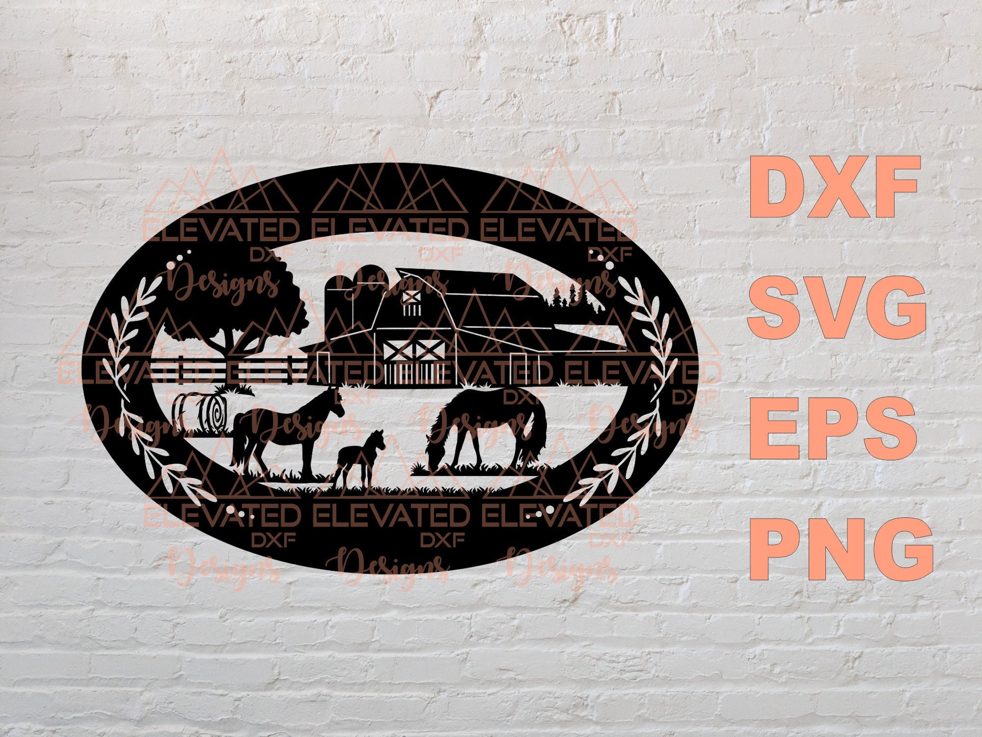Horse Family Sign DXF, Horse SVG, Farm Scene Silhouette, Family Farm ...