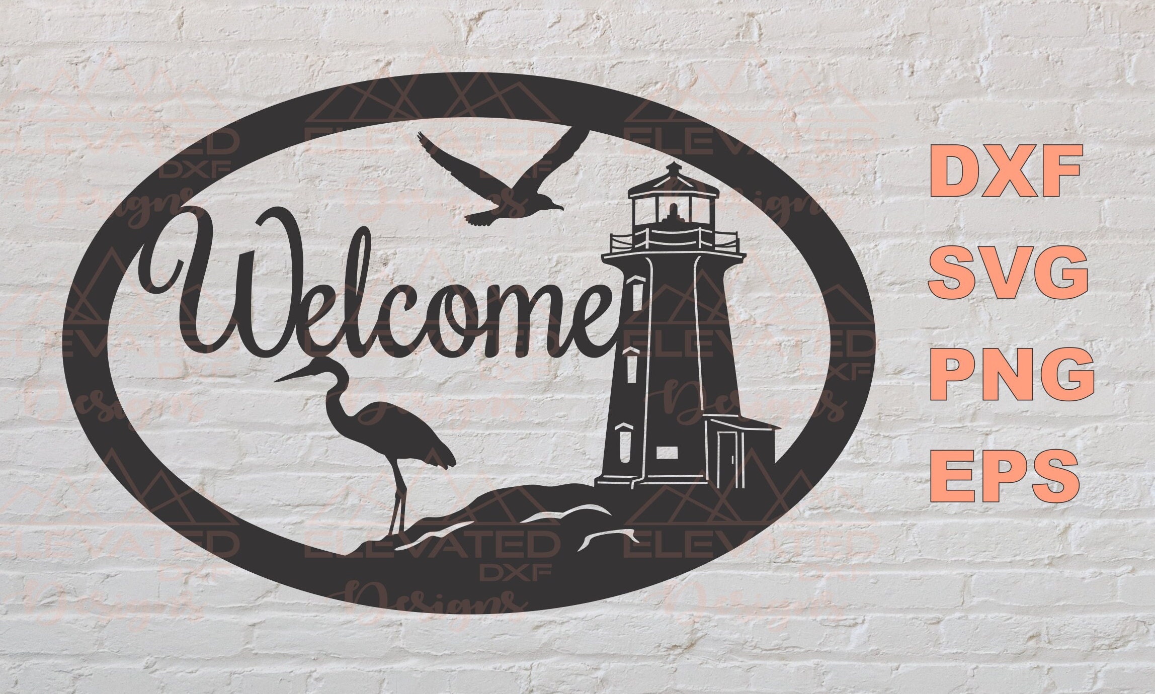 Welcome Lighthouse Scene DXF Lighthouse SVG Beach Décor - Etsy