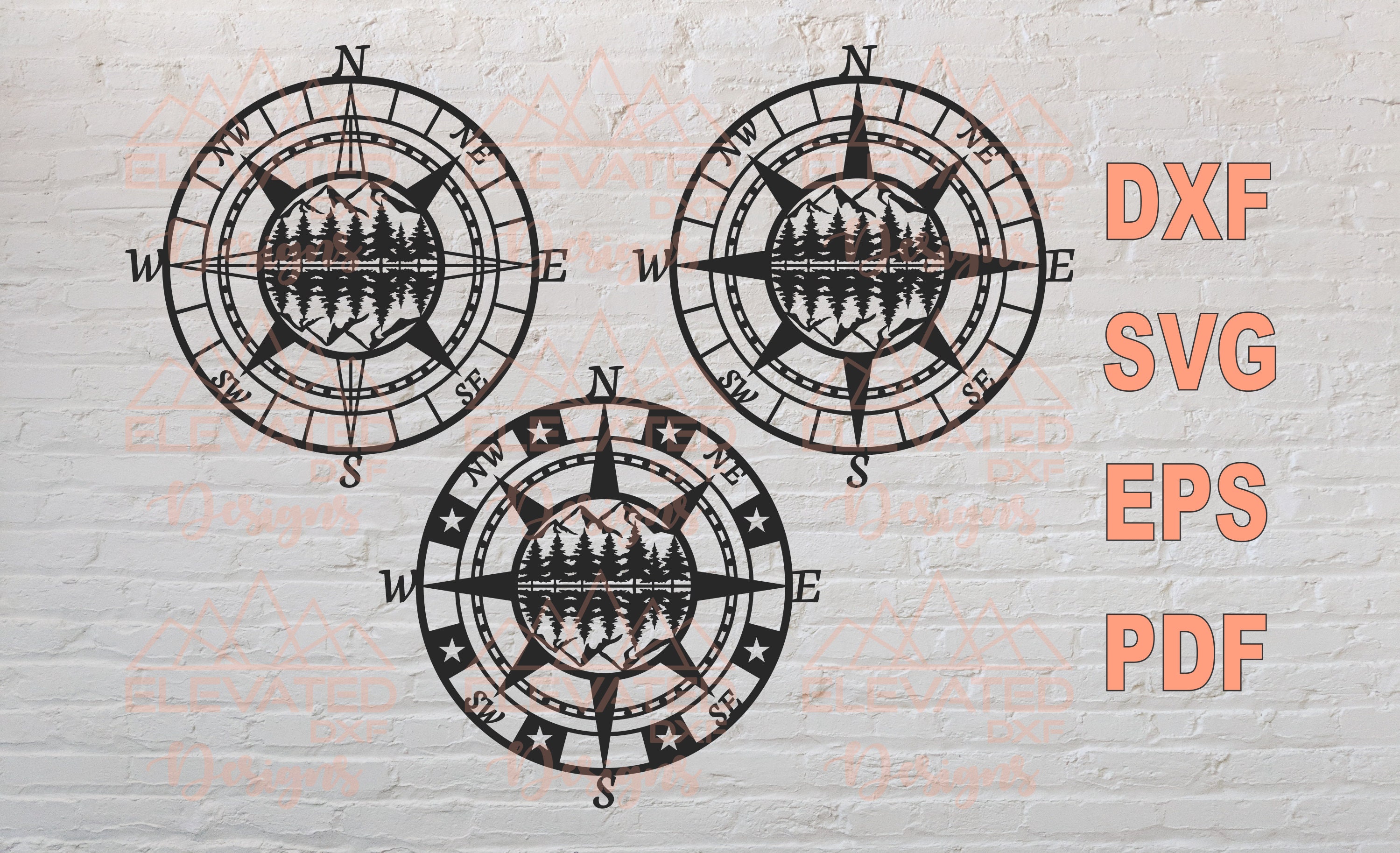 Compass DXF, Compass SVG, Compass Svg Bundle, CNC Cut Files, Compass ...