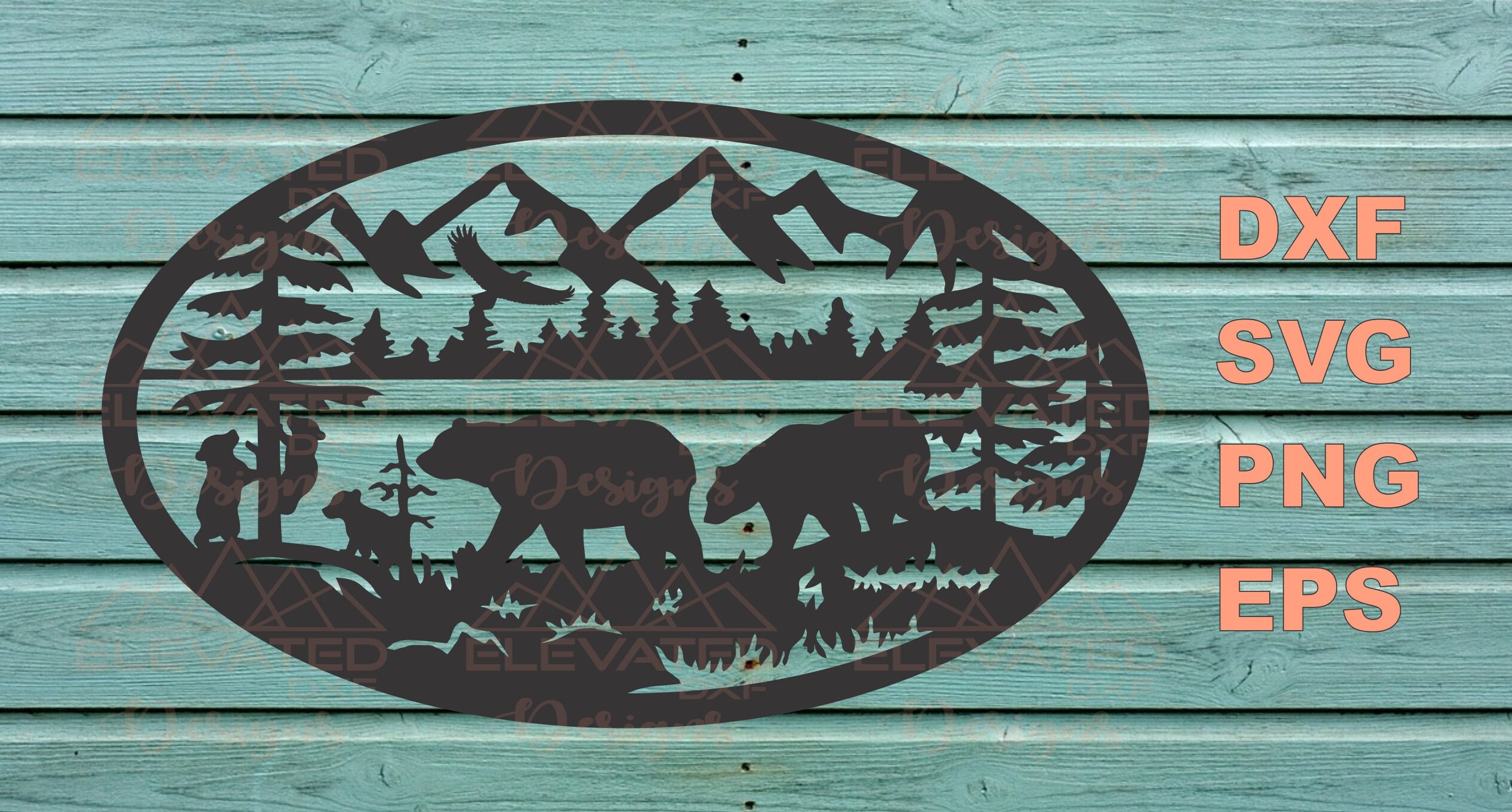 Bear Scene DXF, Family Yard Sign SVG, Bear Silhouette, Decorative Bear ...