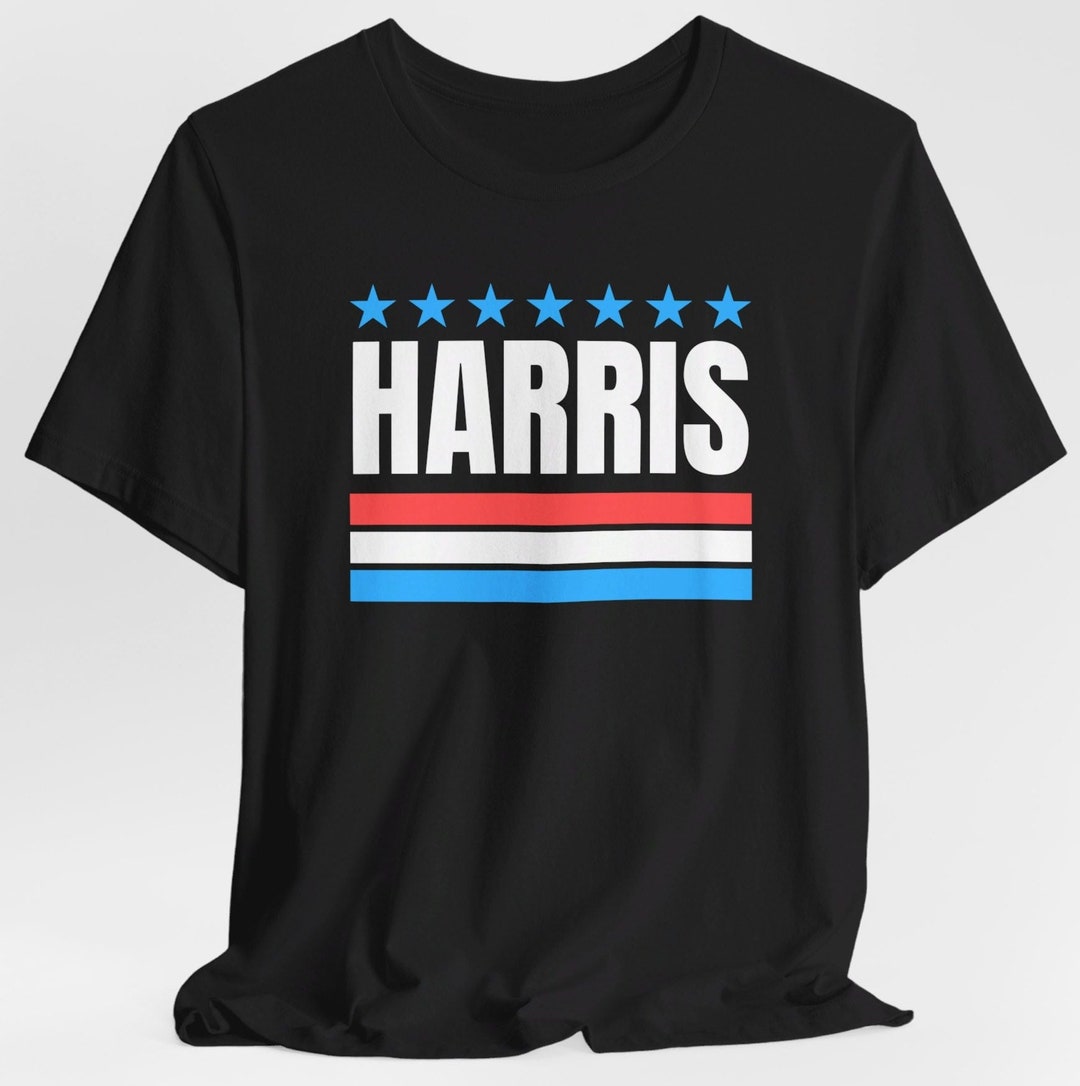 Kamala Harris T-shirt - Harris With Custom Flag Design - Election 2024 ...