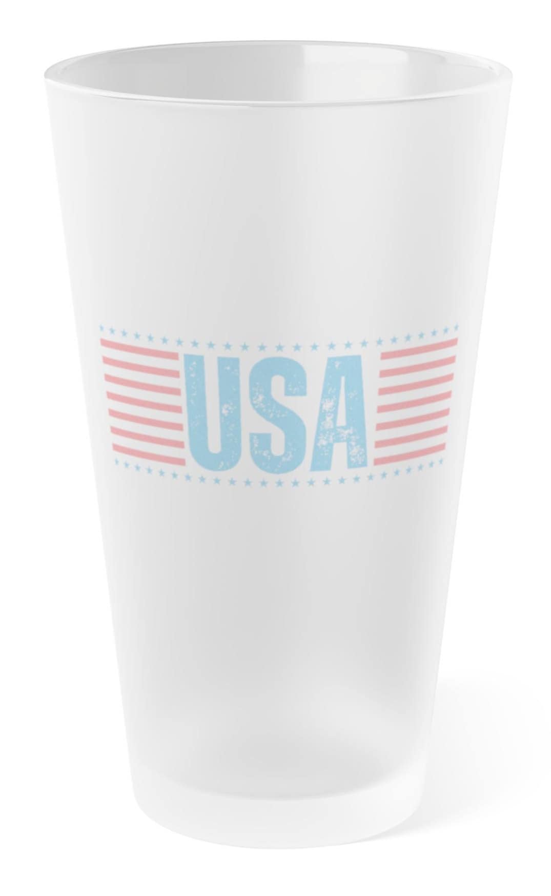 USA Flag Frosted Pint Glass- Custom Patriotic Flag 50 Stars 13 Stripes ...