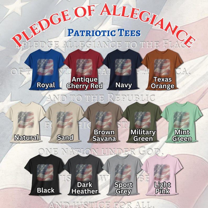 Pledge of Allegiance Patriotic Shirt With Flag- Great Gift for Patriots ...