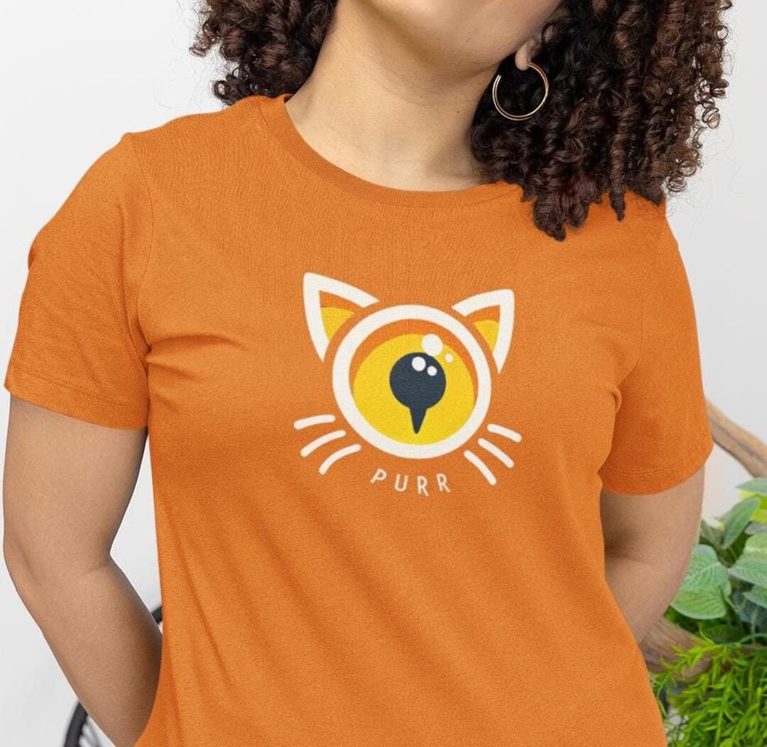 Cat Eye T-shirt With "purr" and Fun Unique Yellow Eye Ears Whiskers ...