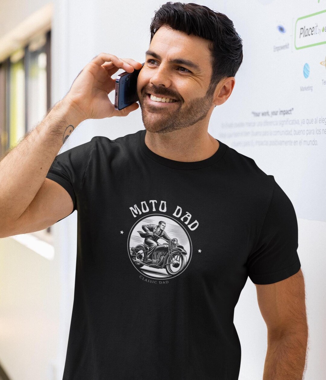 Moto Dad Retro T-shirt- Classic Father's Day Gift for Motorcycle-loving ...