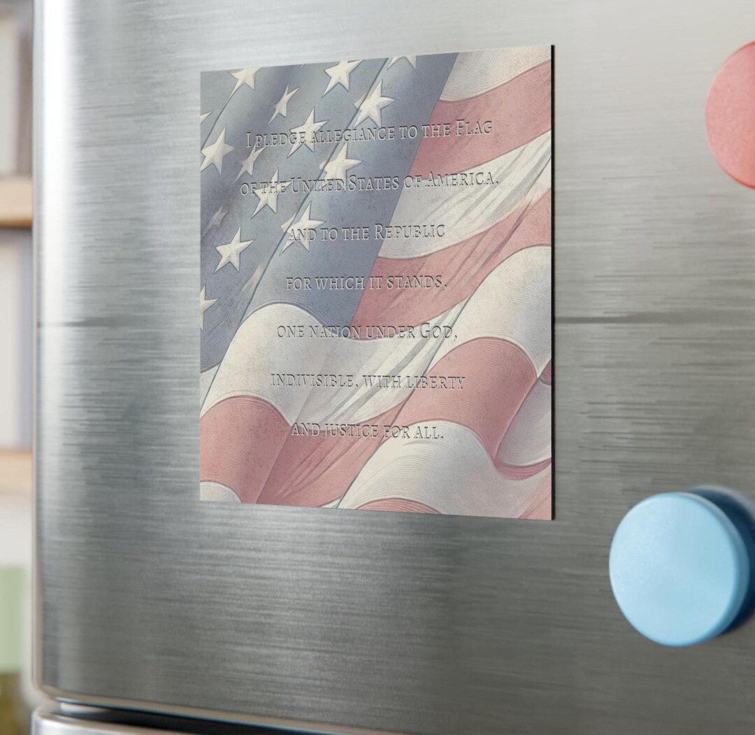 Pledge of Allegiance Magnet - Patriotic Square Design With Flag Art ...