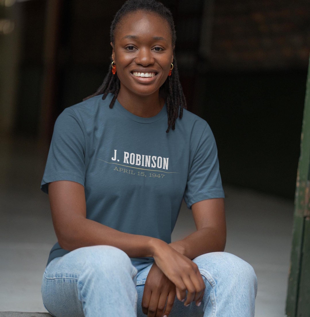 Jackie Robinson T-shirt- "j. ROBINSON - April 15, 1947" - Baseball ...