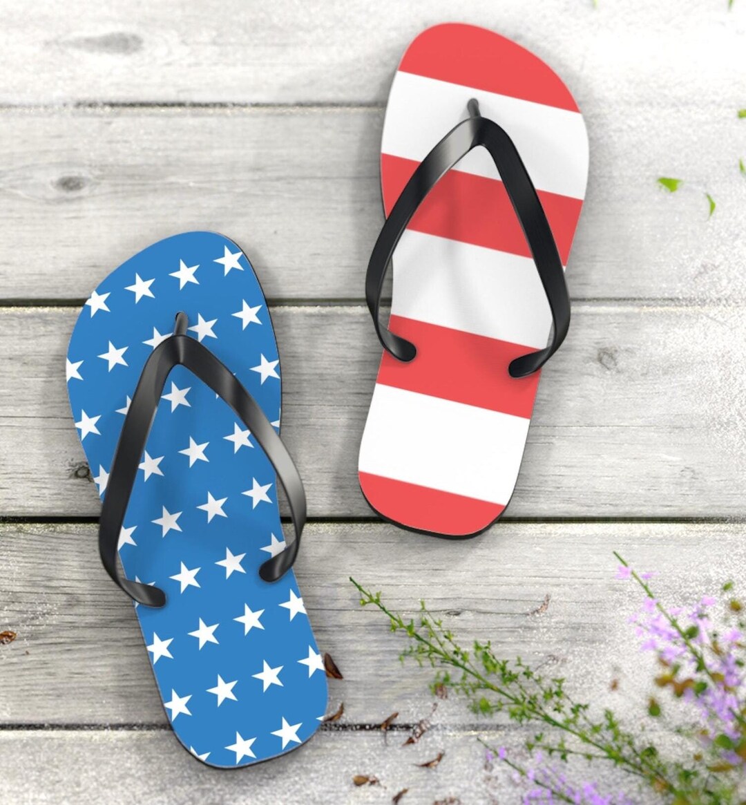 USA Flag Flip Flops - Patriotic Footwear, Red White Blue Flag, Perfect ...