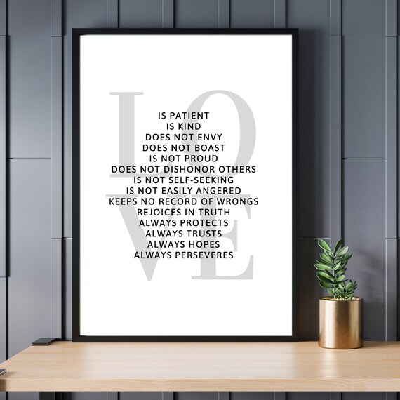 Love is Patient Printable Word Art Printable Wall Art - Etsy
