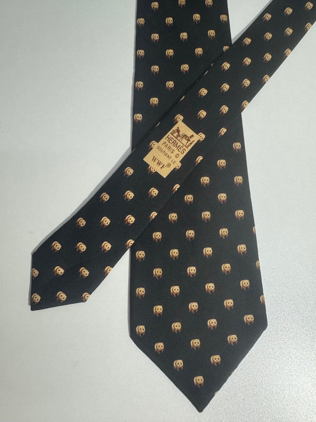 Hermes Tie WWF Panda Vintage Silk // 7510 IA// - Etsy