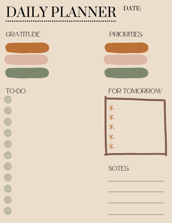 Daily Planner: Digital Download. Aesthetic Daily Planner. Cute | Etsy