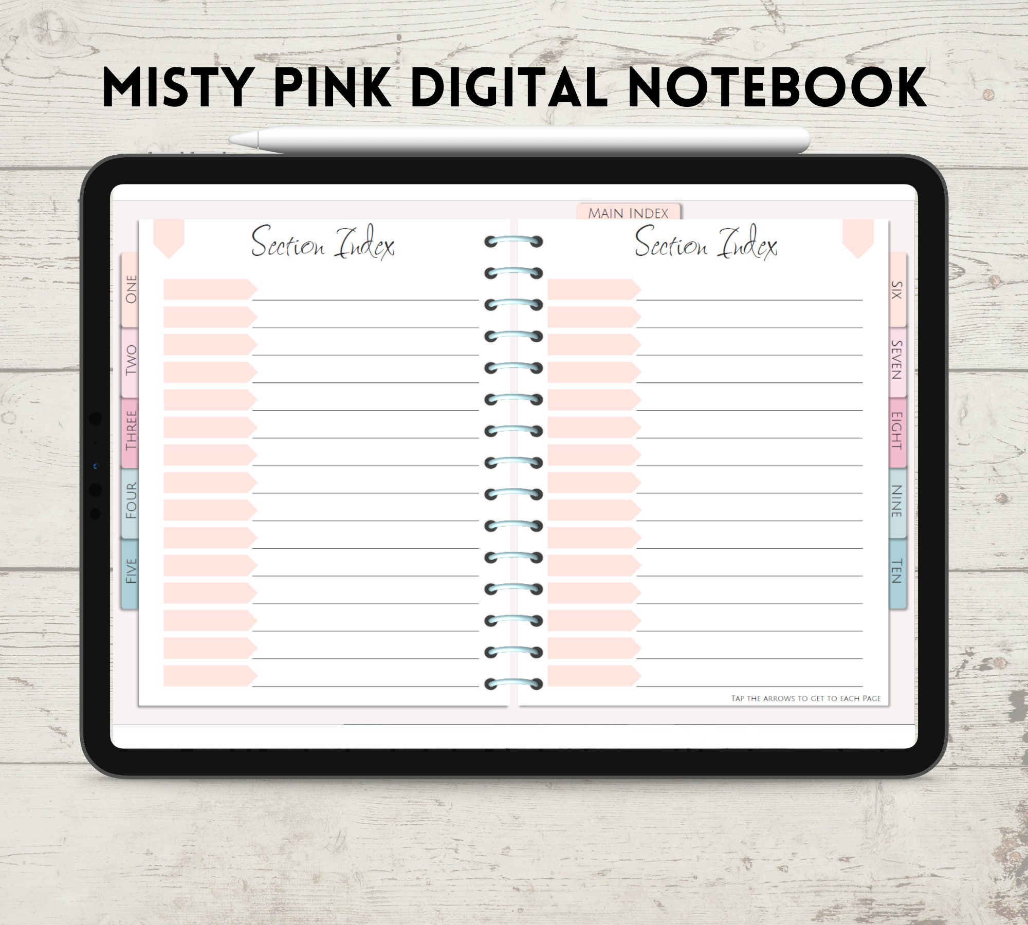 Pastel Digital Notebook, Lined Pages With Tabs (PDF Download) - Etsy