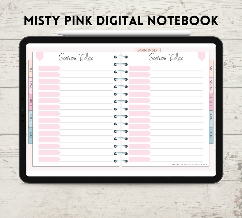 Pastel Digital Notebook, Lined Pages With Tabs (PDF Download) - Etsy
