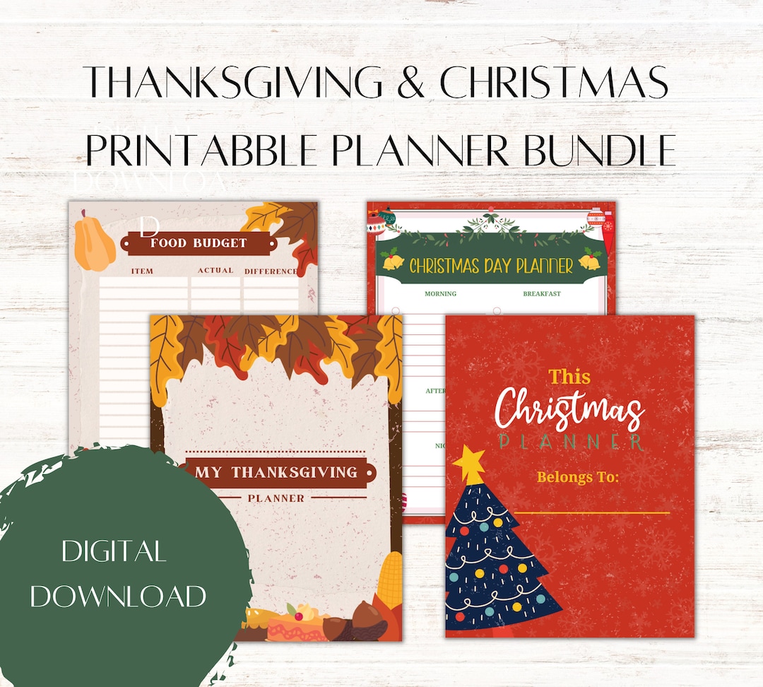 Printable Thanksgiving & Christmas Planner Bundle, Holiday to Do Lists ...