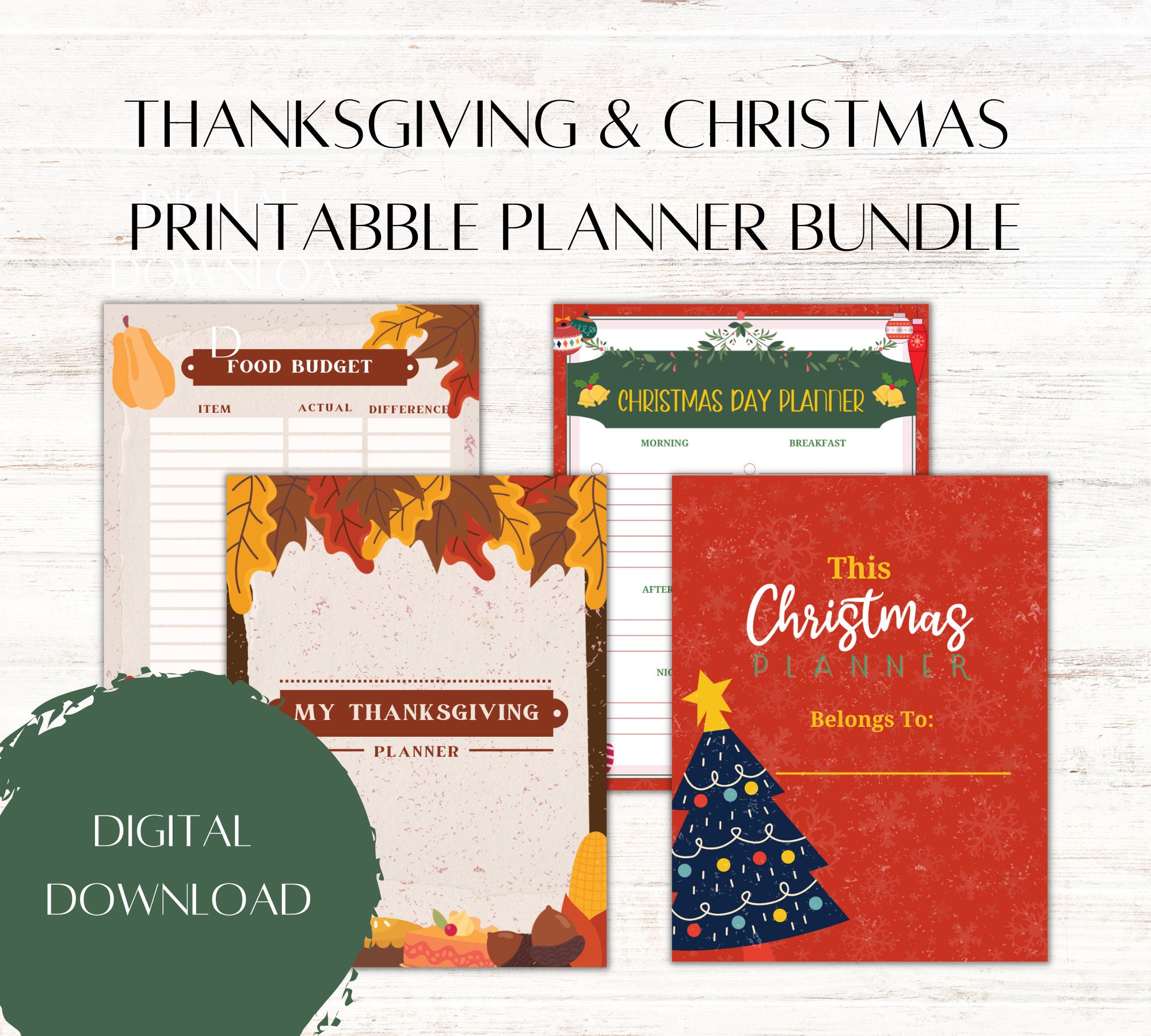 Printable Thanksgiving & Christmas Planner Bundle, Holiday to Do Lists ...
