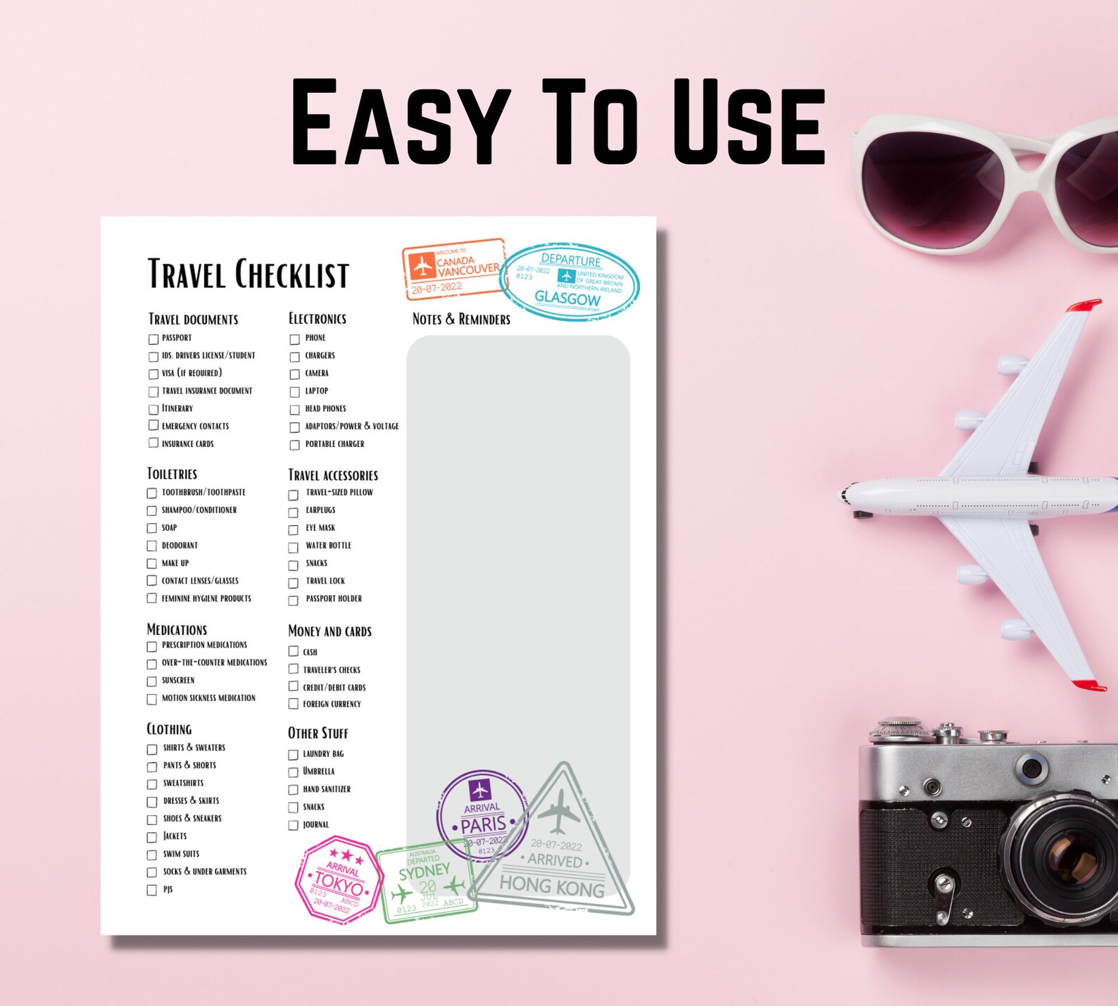 Digital Travel Checklist, Travel Packing List, Travel Planner Printable ...