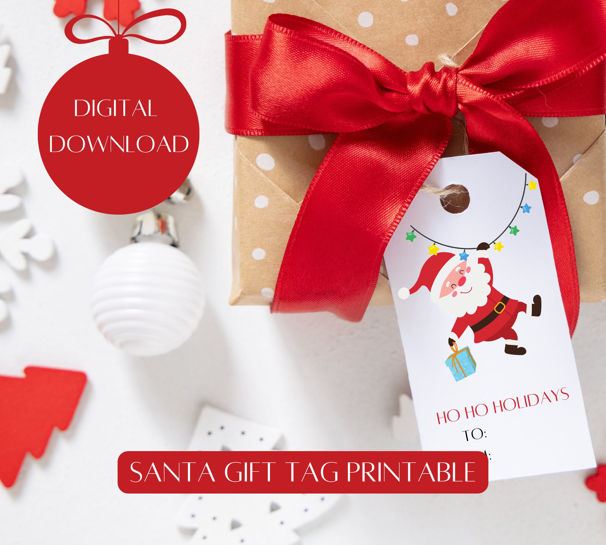 Santa Gift Tags, Paper Gift Tags, Christmas Gift Tag, Printable Gift ...