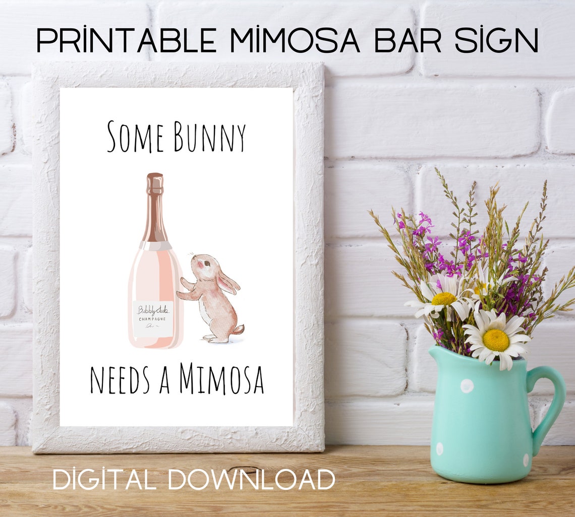 Bunny Mimosa Sign, Mimosa Bar Sign, Printable Bar Sign, Holiday Mimosa ...
